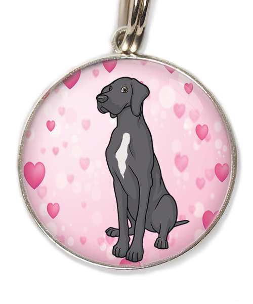 Duitse dog donkergrijs-wit – Huisdier Penning